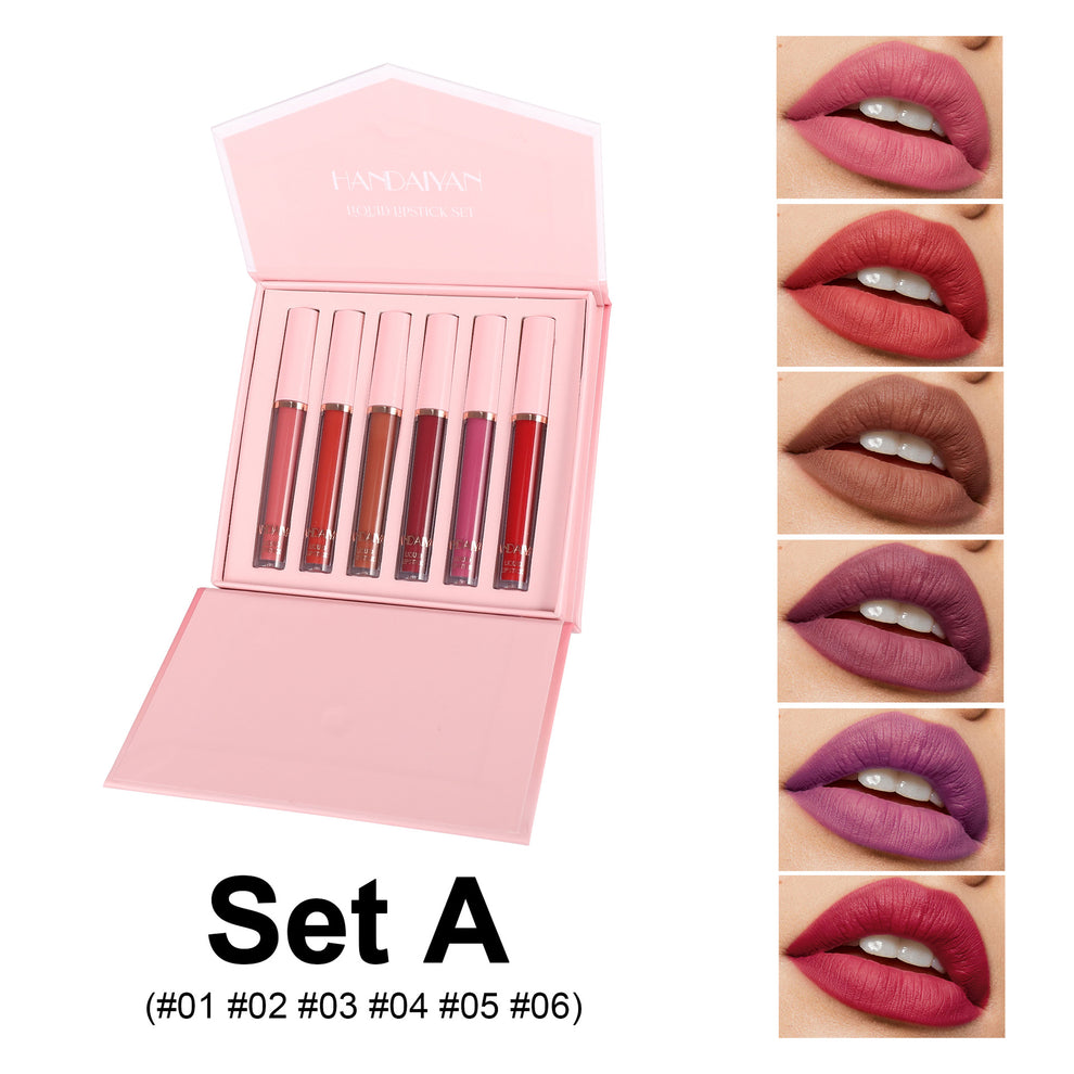 Lip Gloss Set Liquid Matte Handaiyan Lipstick Non-Stick Cup Non-Fade 6 ...